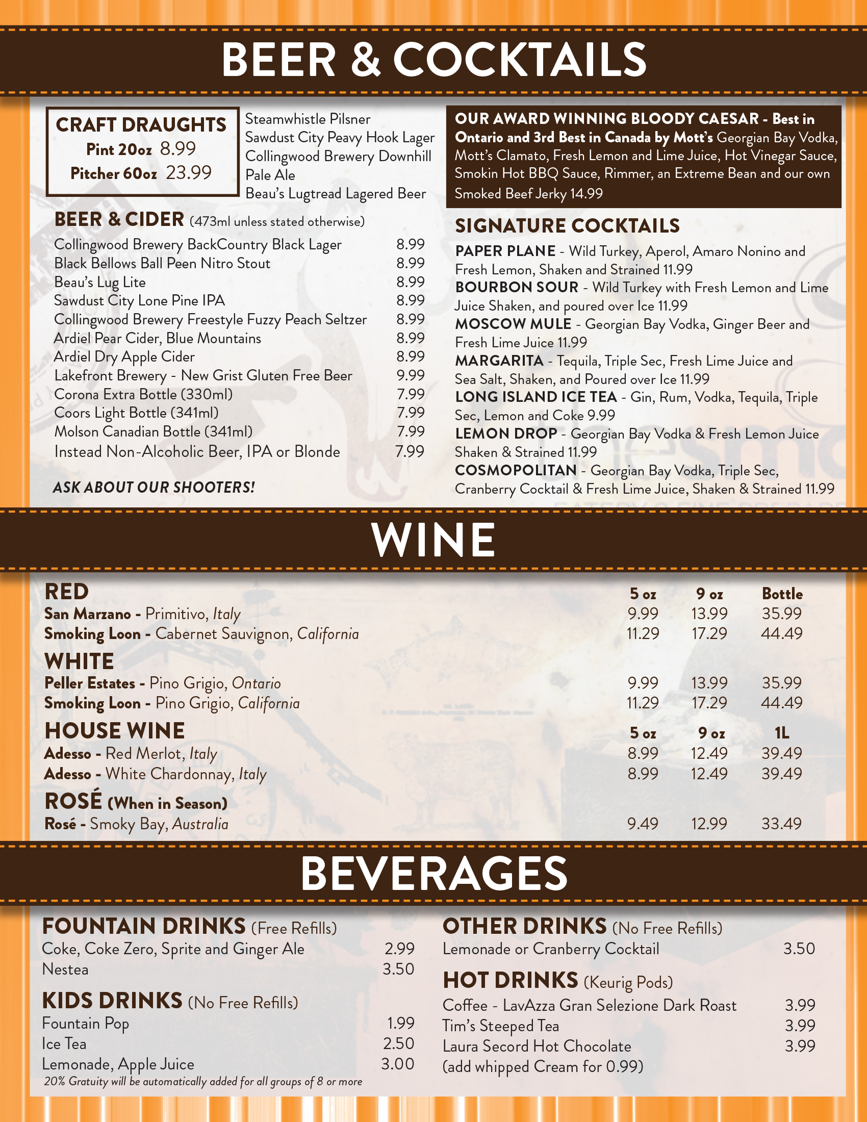 Dine-In Menu - The Smoke