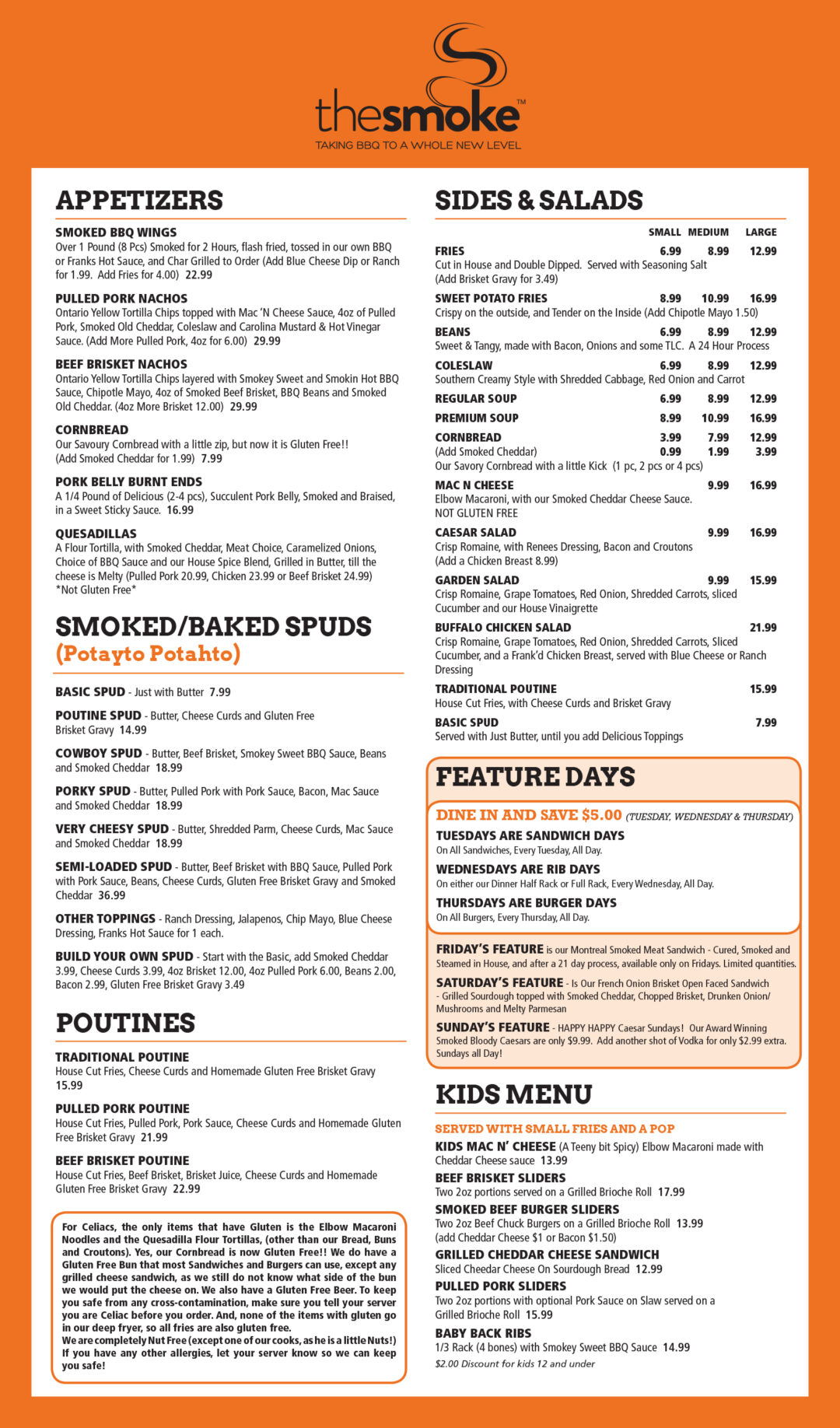Dine-In Menu - The Smoke