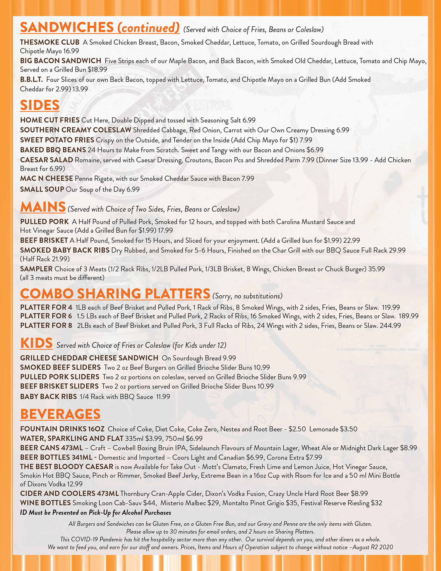 Dinner Menu | TheSmoke BBQ